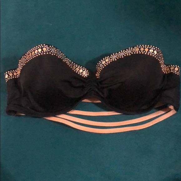 Victoria's Secret | Swim | Strapless Black Glitzy Victorias Secret ...